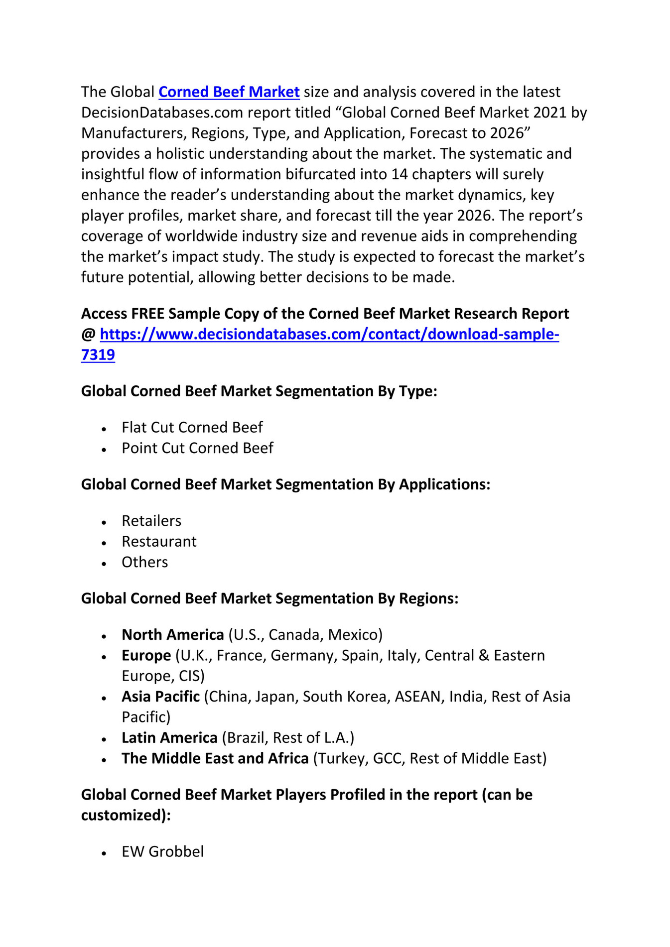 Corned Beef Market Growth | Trends | Industry Analysis Report, To 2028 ...