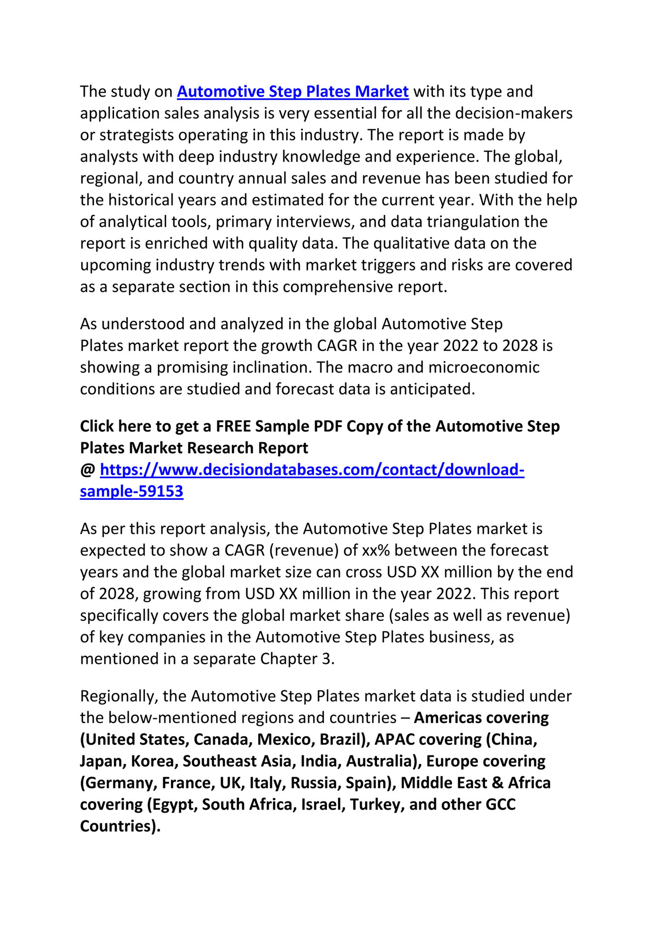 Automotive Step Plates Market Report Till 2028 | Industry Forecast ...