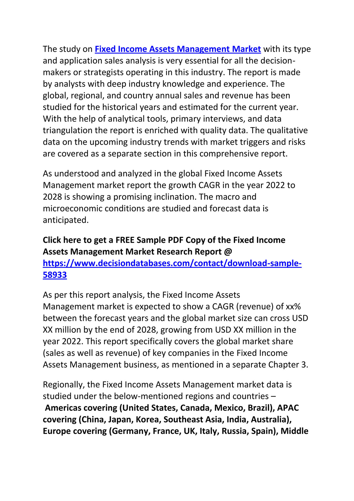 Global Fixed Income Assets Management Market Overview & Scope Till 2028 ...