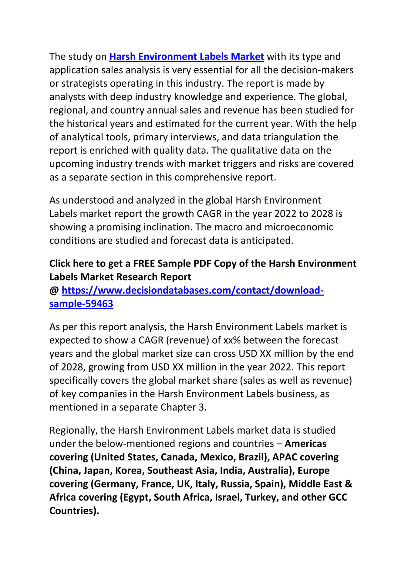 Harsh Environment Labels Market Report Till 2028 | Latest Trend, Growth ...