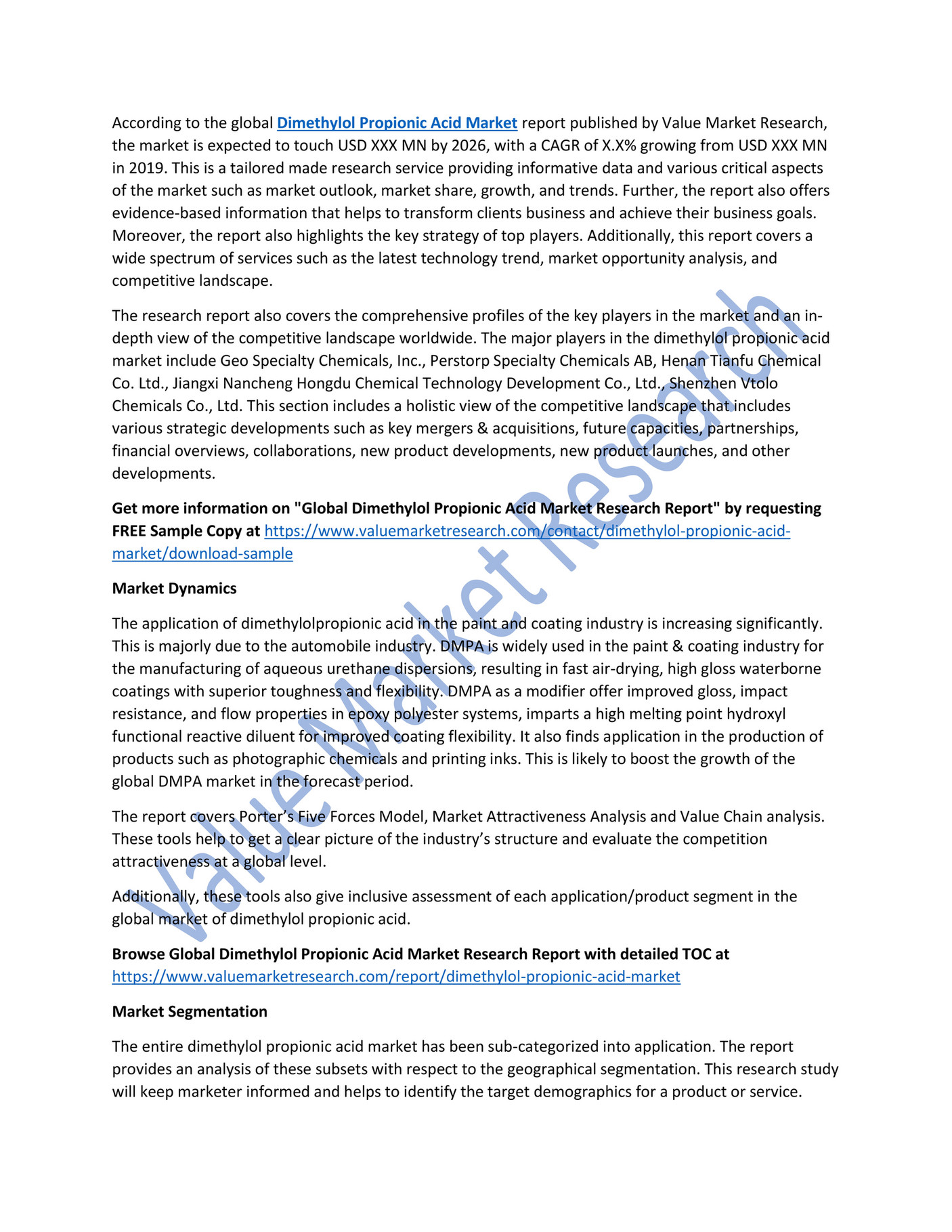 Study - Dimethylol Propionic Acid Market Size, Trends & Global Outlook ...