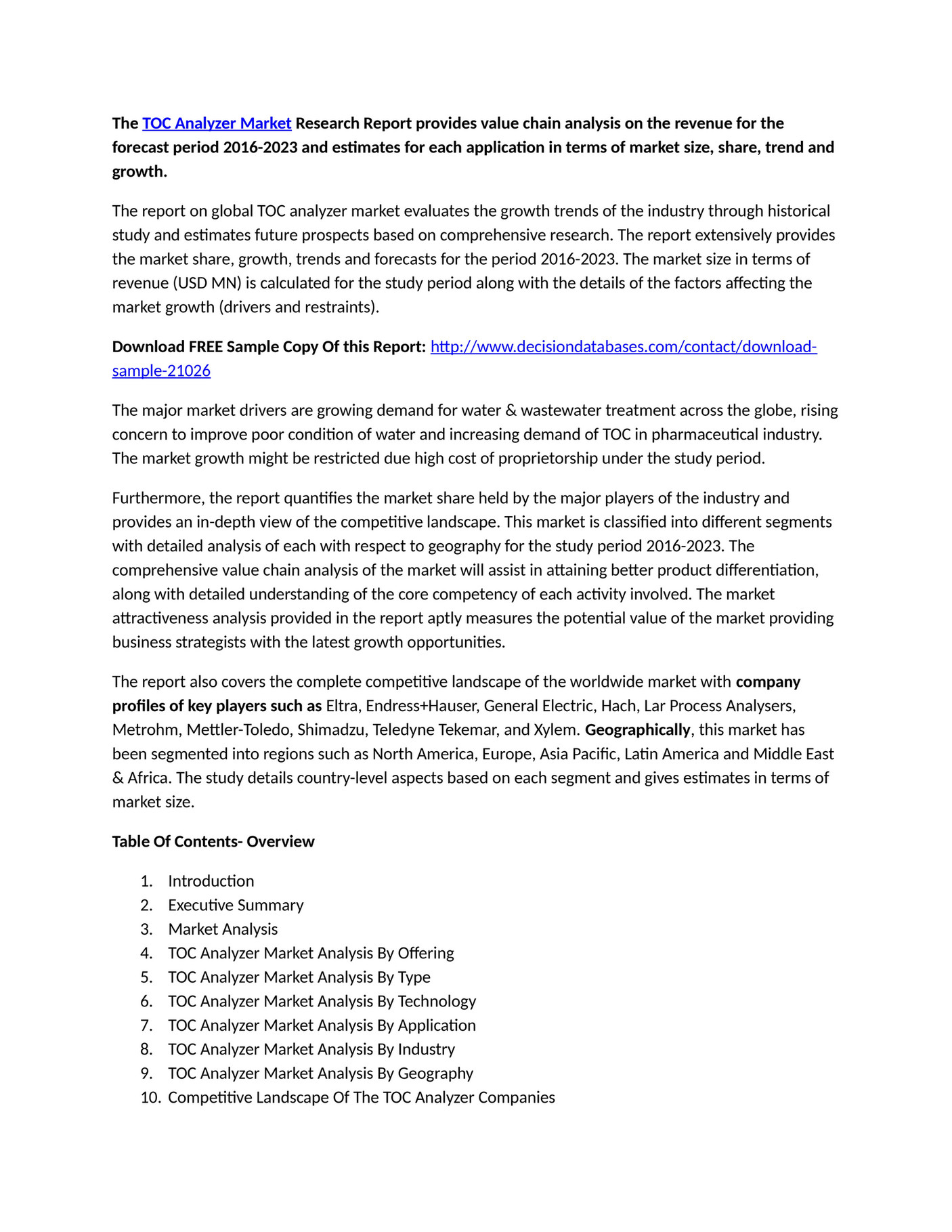 Market Research - TOC Analyzer Market Trend Growth Forecast Analysis ...