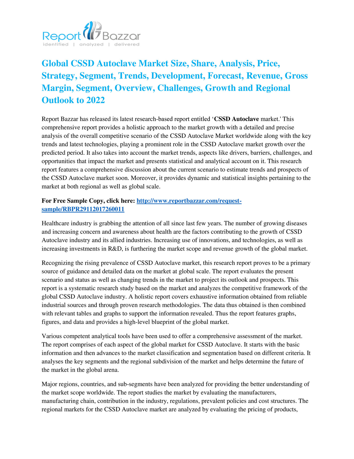 Report Bazzar - CSSD Autoclave Market by Size, Share, Revenue - 2022 - Page 1 - Created with ...