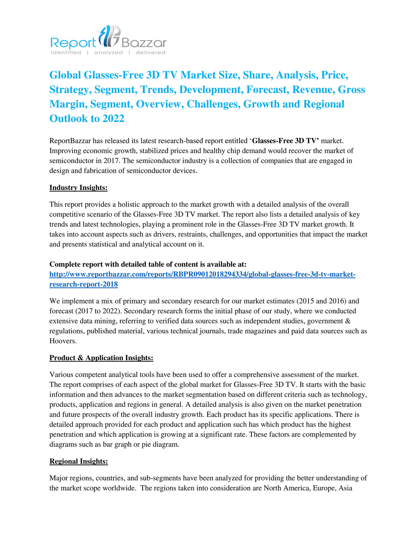 Report Bazzar - Glasses-Free 3D TV Global Market Overview and Analysis 2022 - Page 2-3 - Created ...