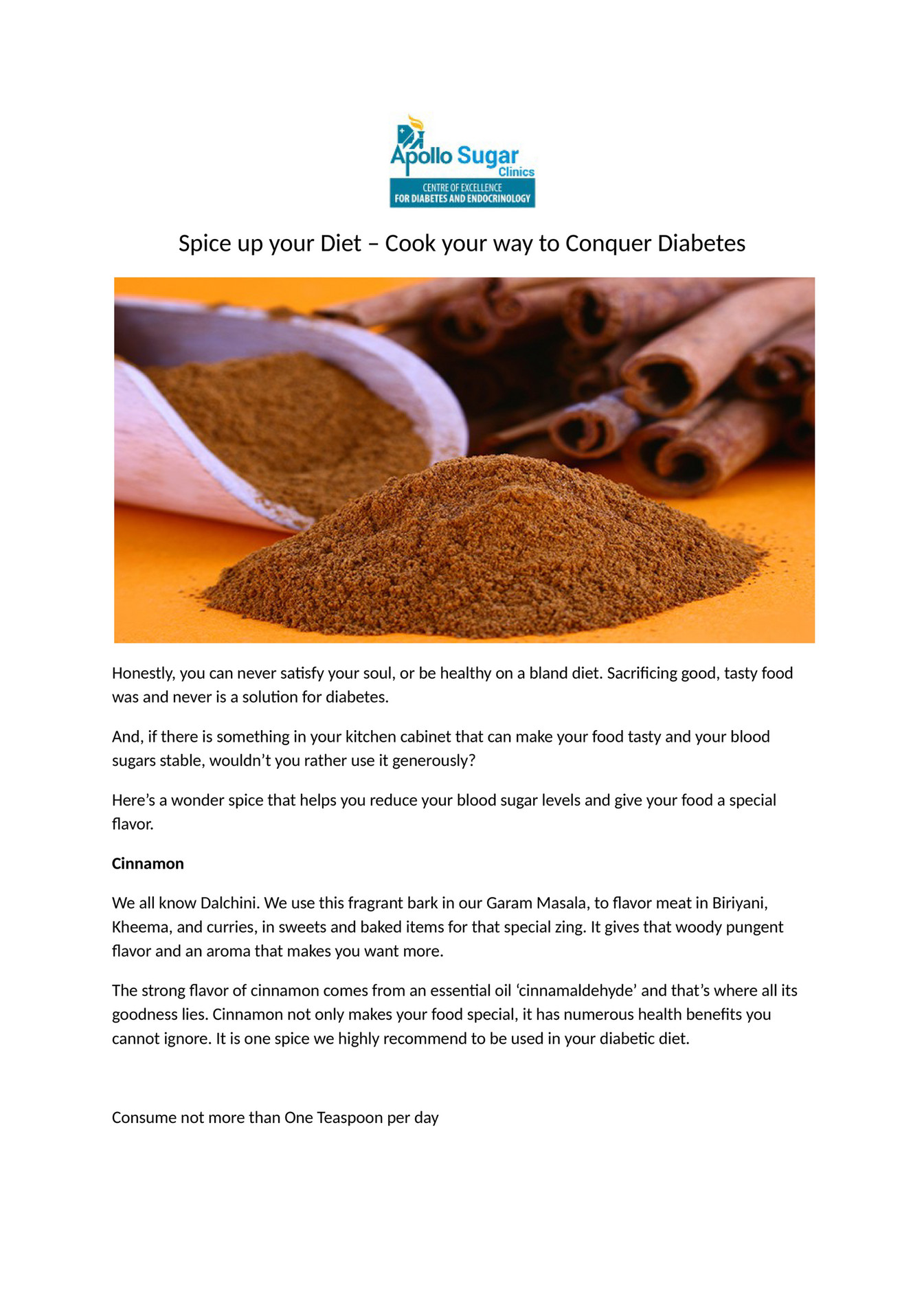 Apollo Sugar Clinic - Spice up your Diet – Cook your way to Conquer ...