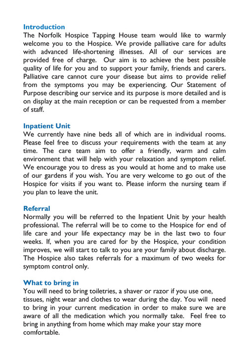 The Norfolk Hospice - IPU admissions leaflet September 2018 v6 - Page 2 ...