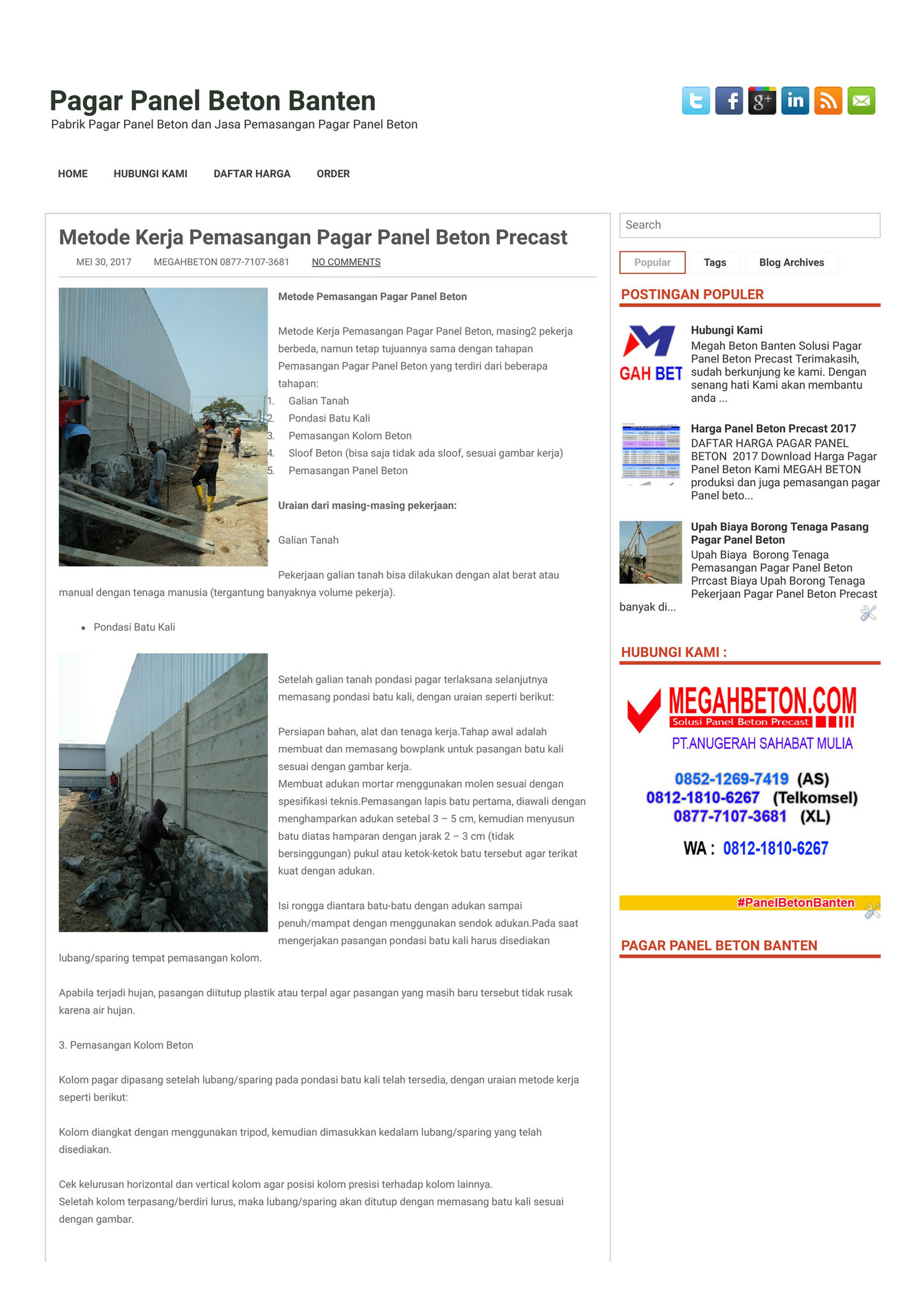 Megan beton com - Metode Kerja Pemasangan Pagar Panel Beton Precast ...
