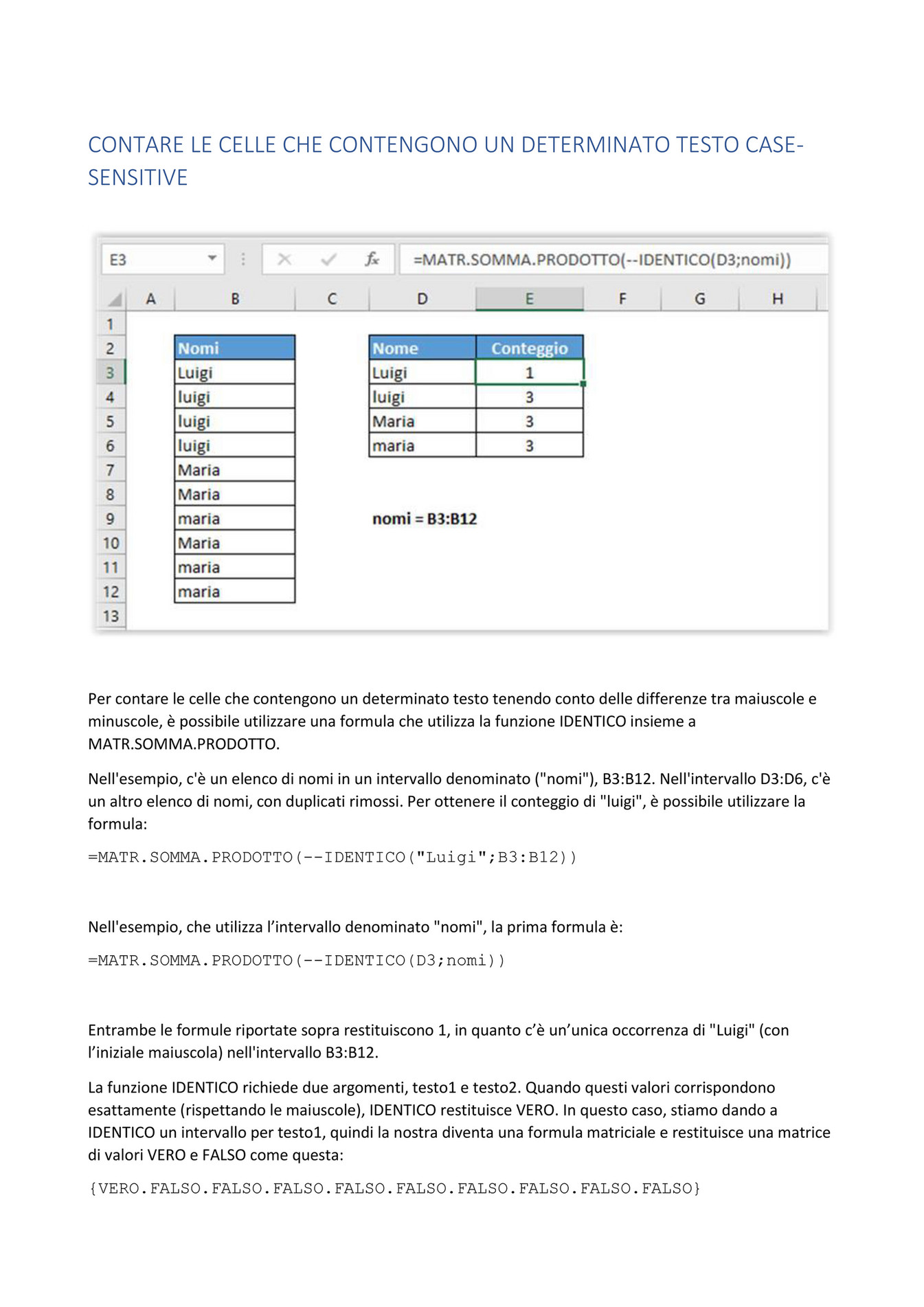 My publications - CONTARE LE CELLE CHE CONTENGONO UN DETERMINATO TESTO ...