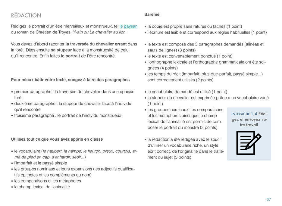 redaction Yvain le chevalier au lion