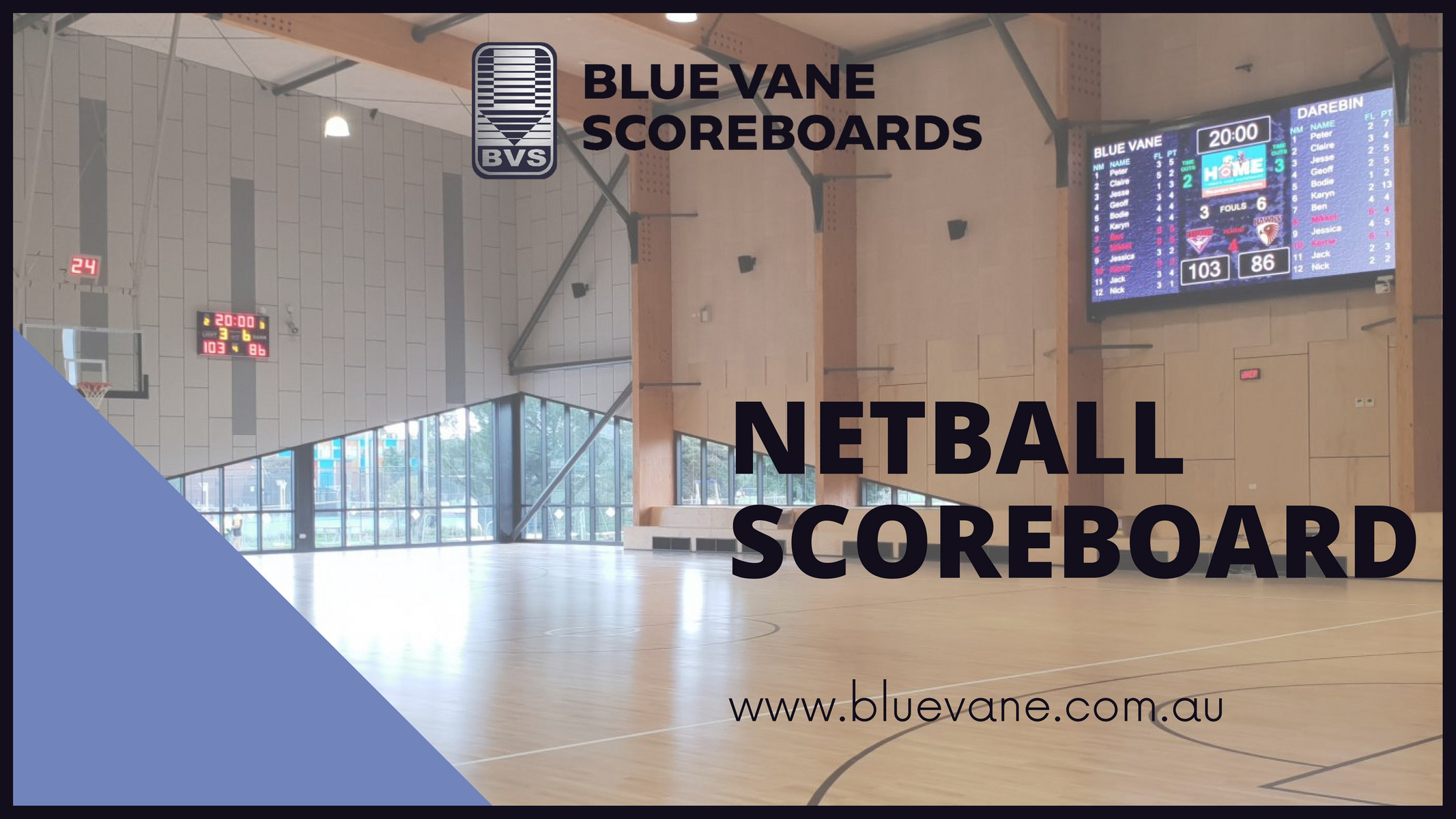 Blue Vane Scoreboards - Netball Scoreboard Australia for your Stadium ...