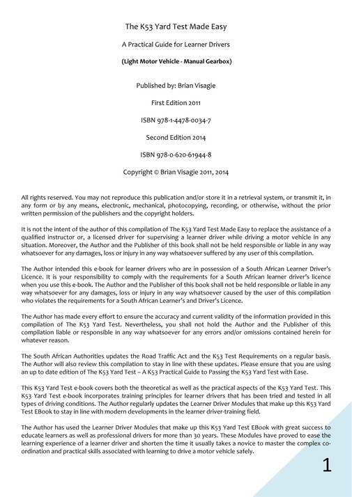 My publications - The K53 Yard Test Made Easy (Preview) - Page 2-3 ...