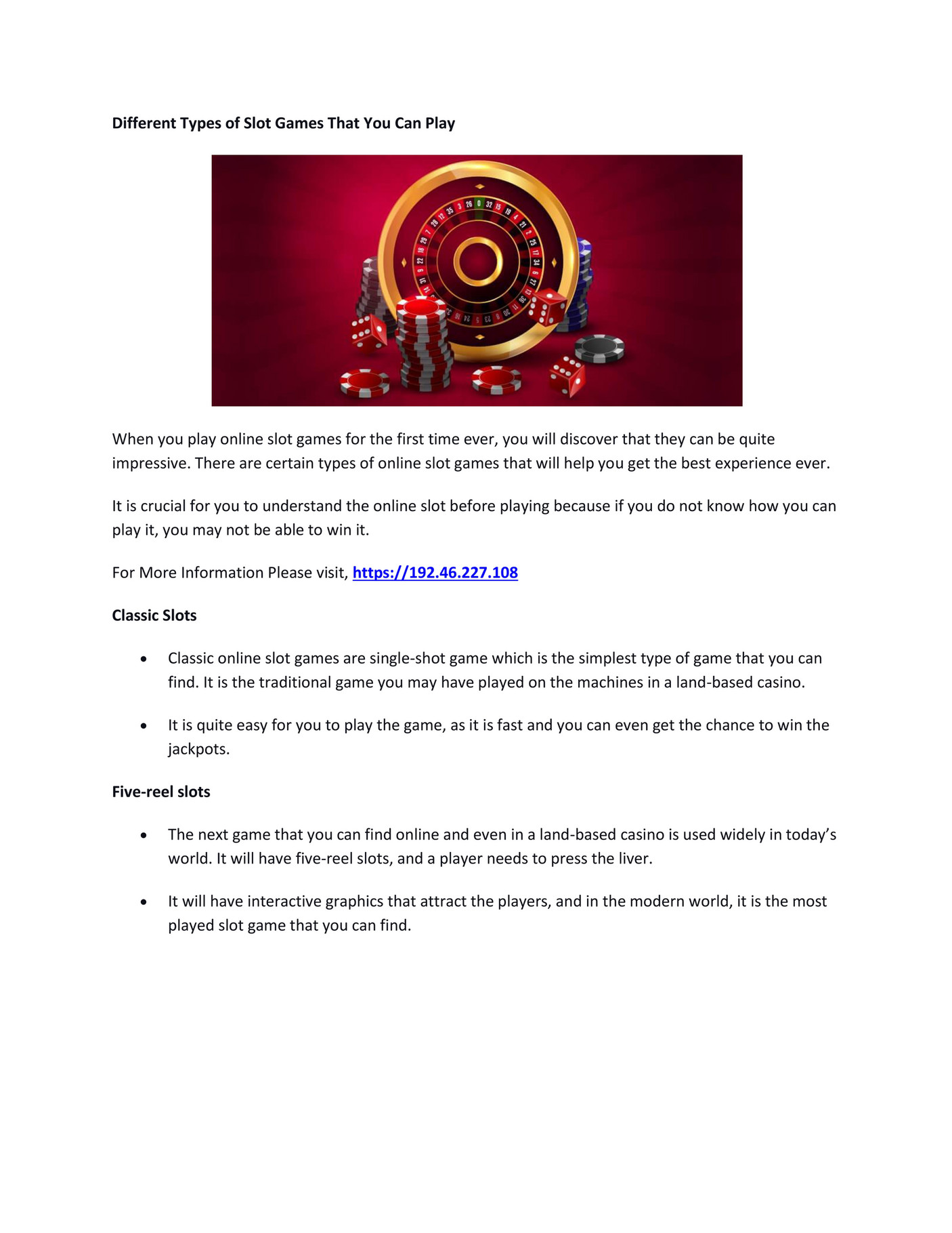 lyleandrews - Different-Types-of-Slot-Games-That-You-Can-Play - Page 1 ...