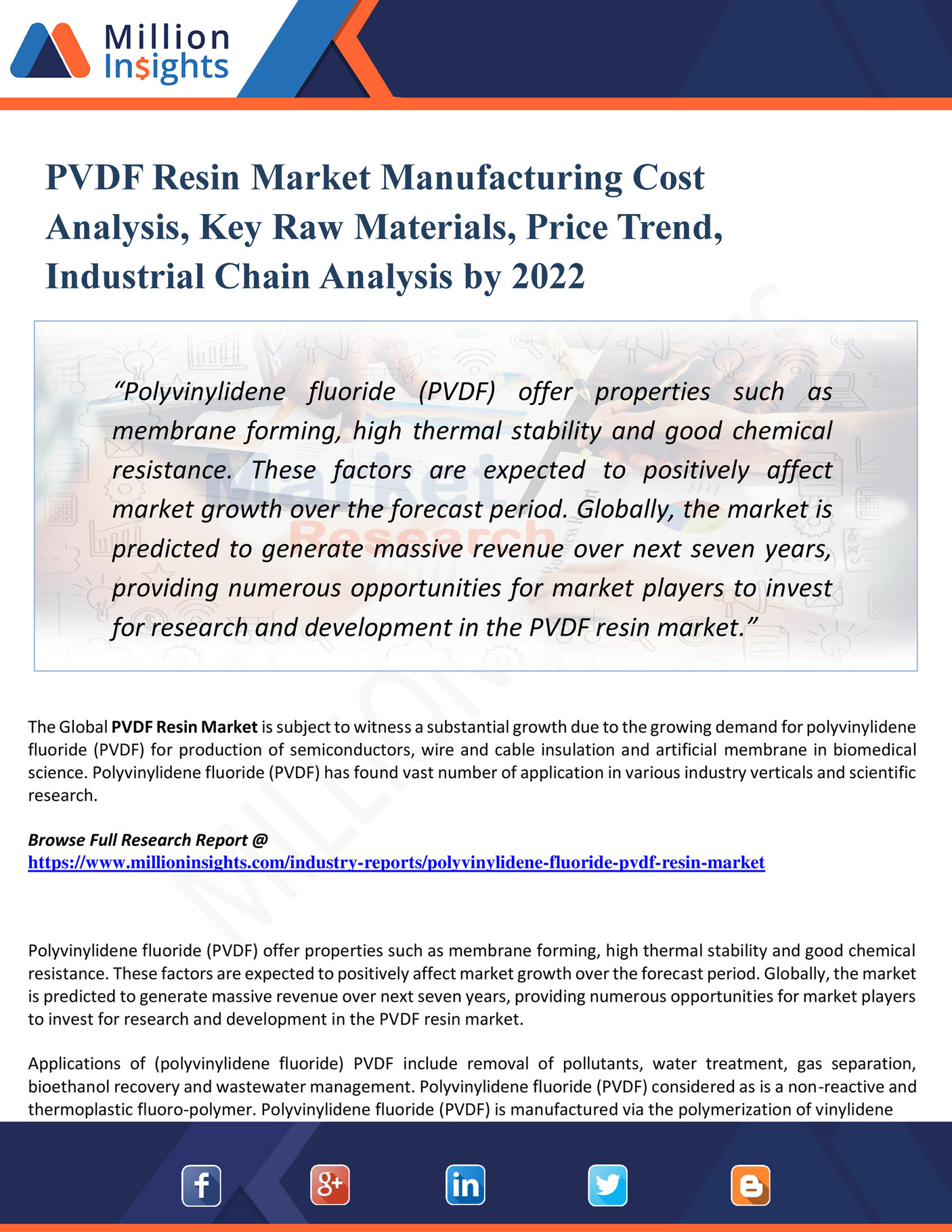 My publications - PVDF Resin Market Manufacturing Cost Analysis, Key ...