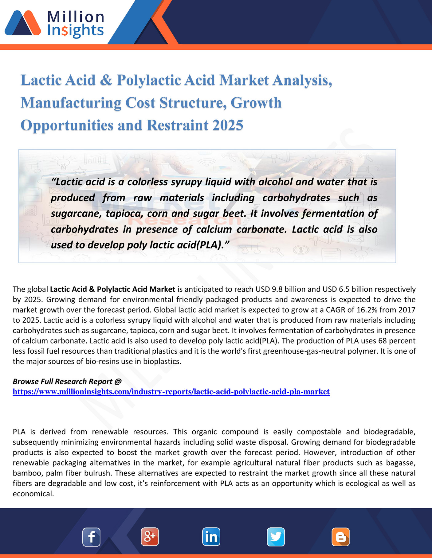 My publications - Lactic Acid & Polylactic Acid Market Analysis ...