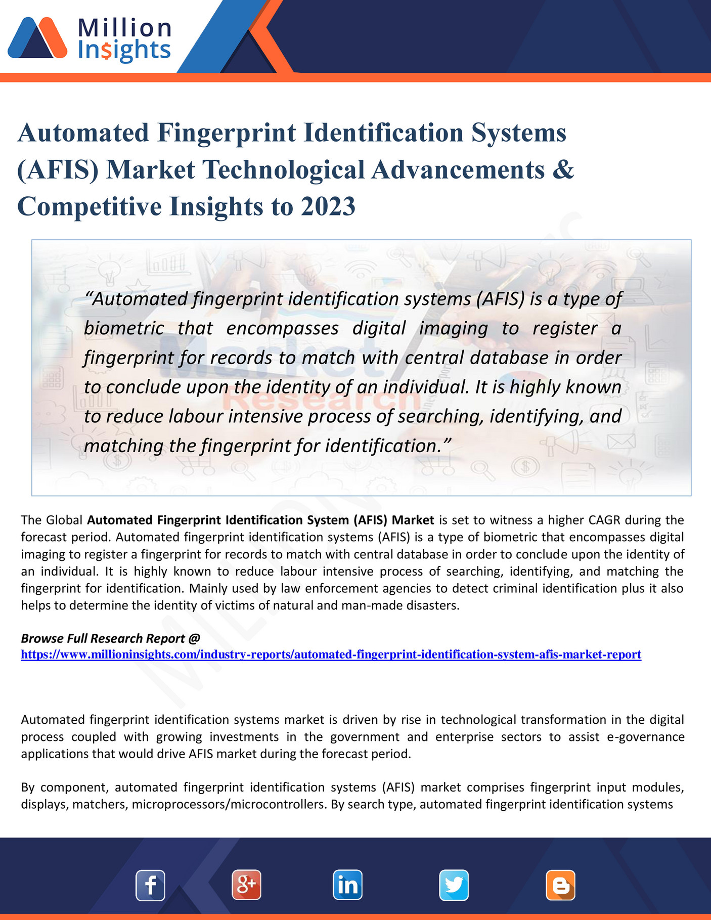 My publications - Automated Fingerprint Identification Systems (AFIS) Market Technological ...