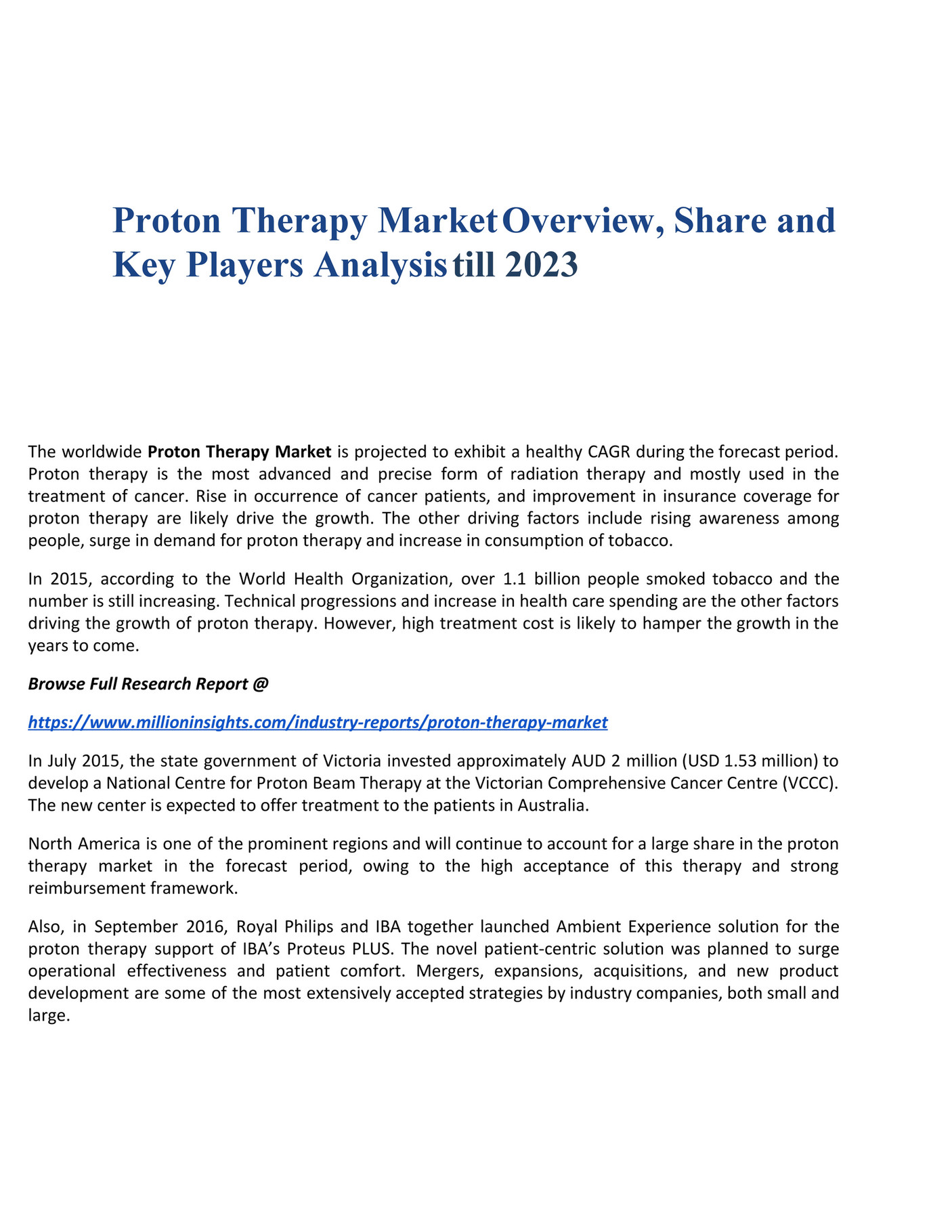 Million Insights - Proton Therapy Market Overview, Share and Key ...