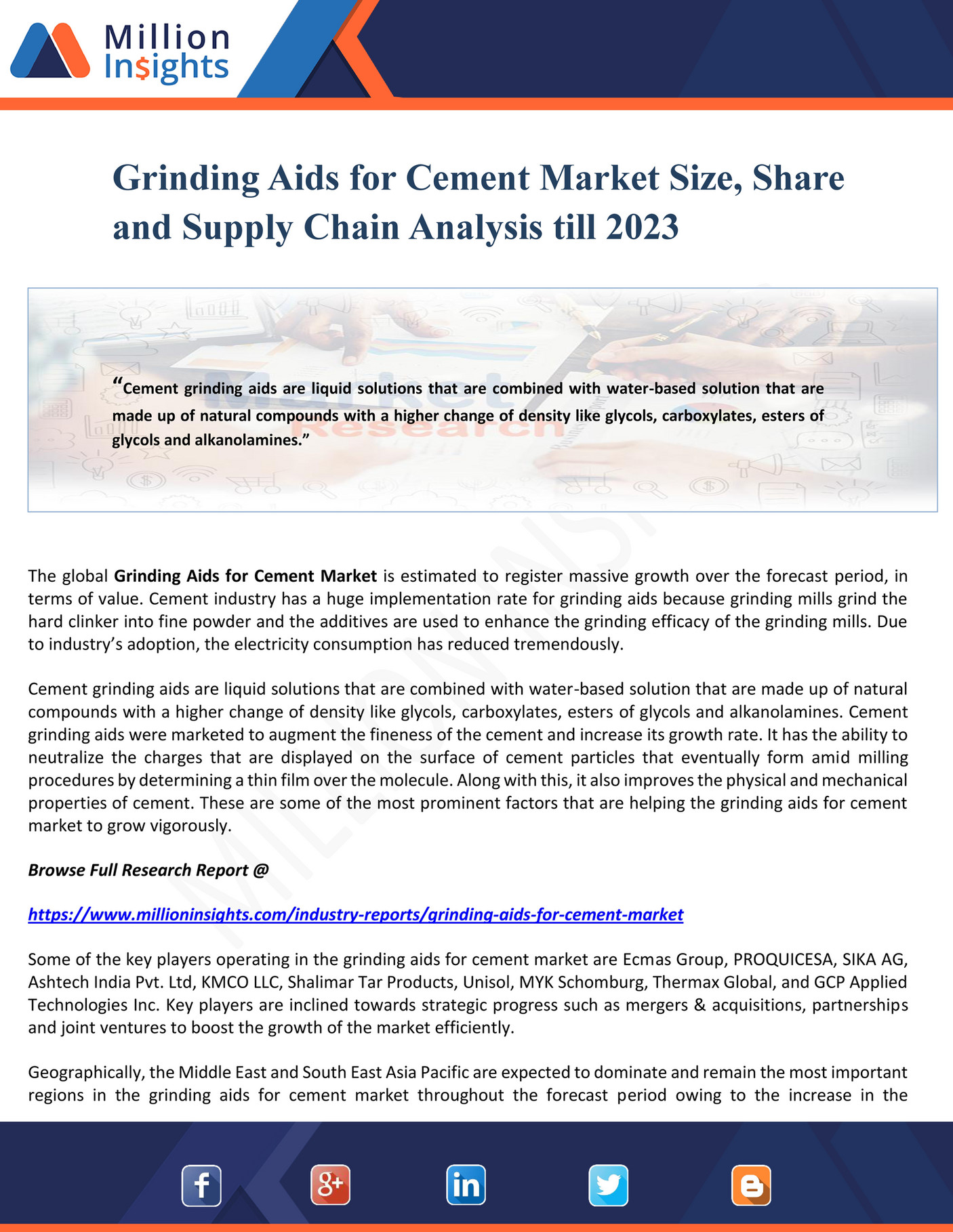 Million Insights - Grinding Aids for Cement Market Size, Share and ...