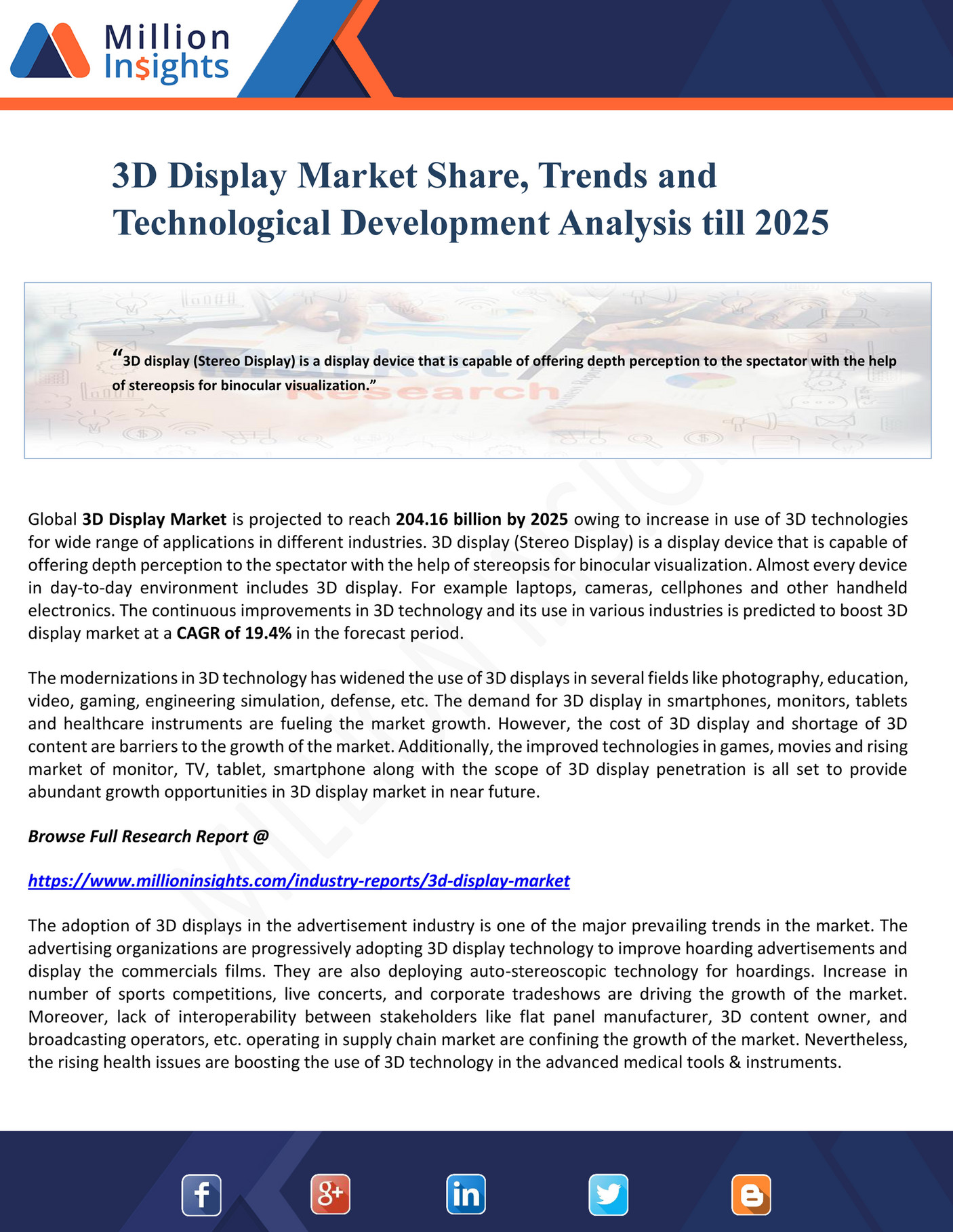 Million Insights - 3D Display Market Share, Trends and Technological ...