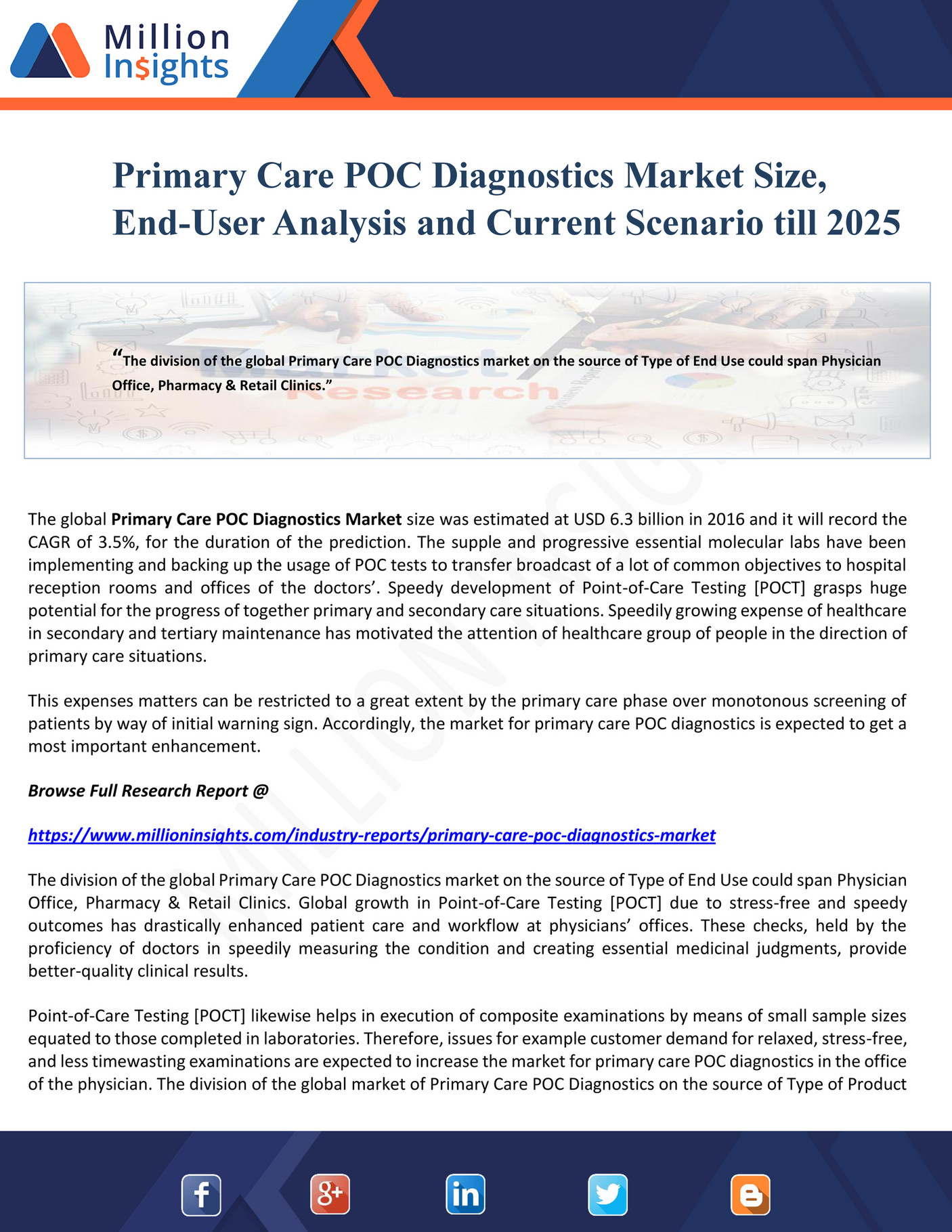Million Insights - Primary Care POC Diagnostics Market Size, End-User ...