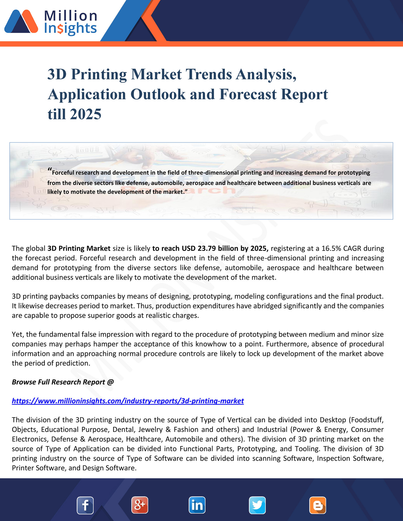 Million Insights - 3D Printing Market Trends Analysis, Application ...