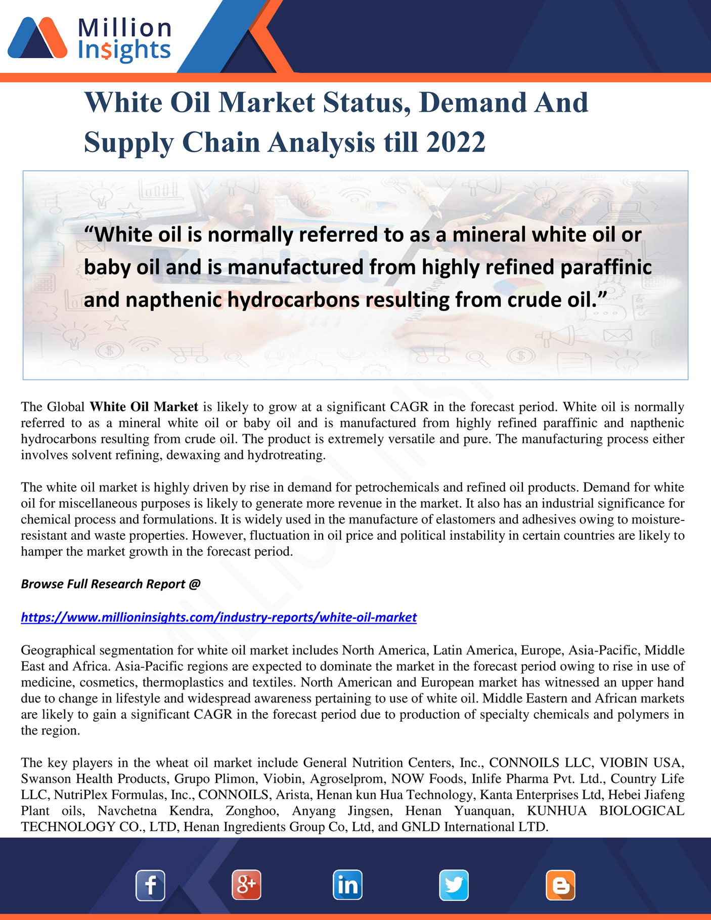 Million Insights - White Oil Market Status, Demand And Supply Chain Analysis till 2022 - Page 1 ...