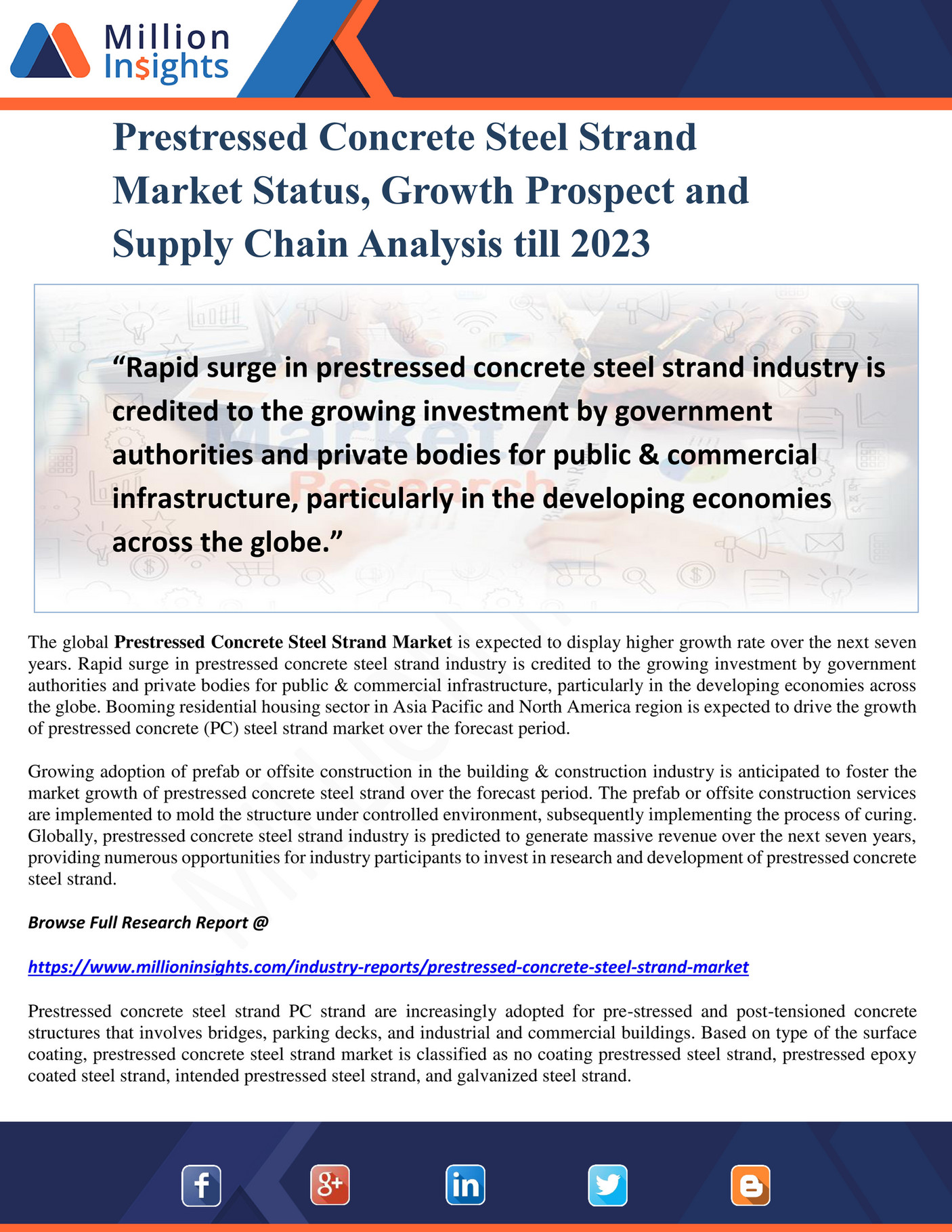 Million Insights - Prestressed Concrete Steel Strand Market Status, Growth Prospect and Supply ...