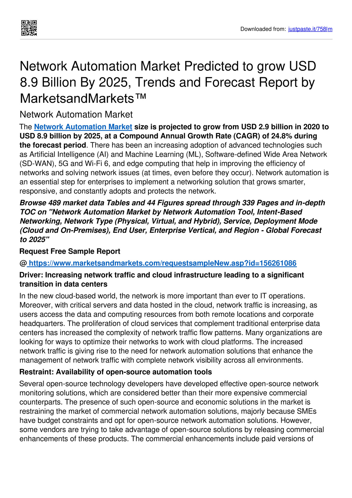 Market Hub - Network Automation Market To Achieve A High CAGR Of 24.8% ...