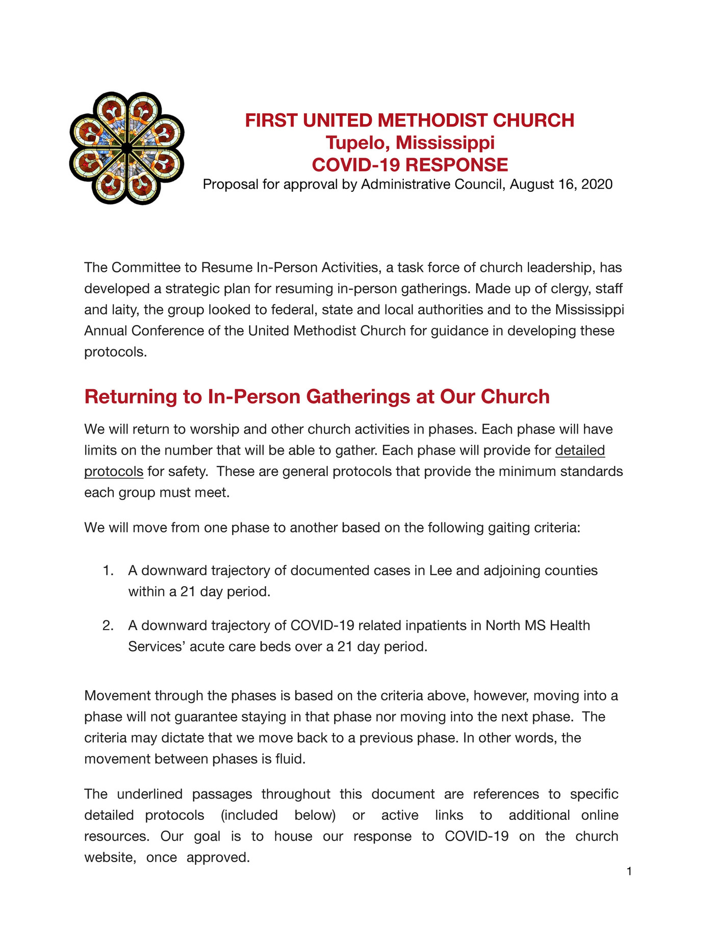 First United Methodist Church, Tupelo MS - Master Protocol - Page 1 ...