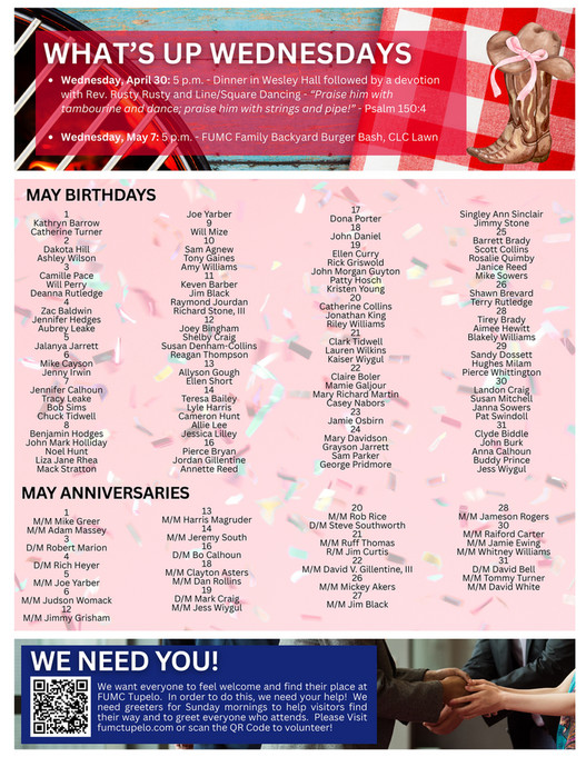 First United Methodist Church, Tupelo MS - FUMC Newsletter 04.23.2025 ...