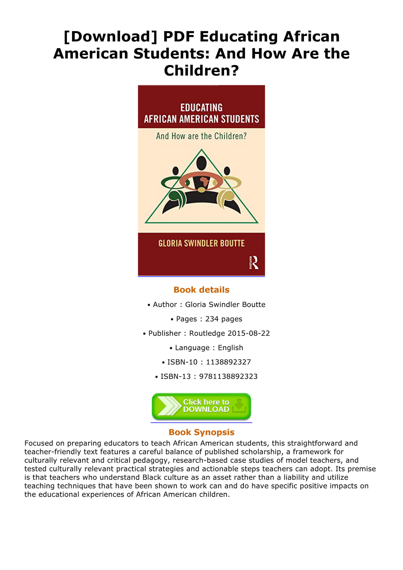 Tylerniemeyer10 - Download PDF Educating African American Students And ... Tylerniemeyer10 - Download PDF Educating African American Students And ...