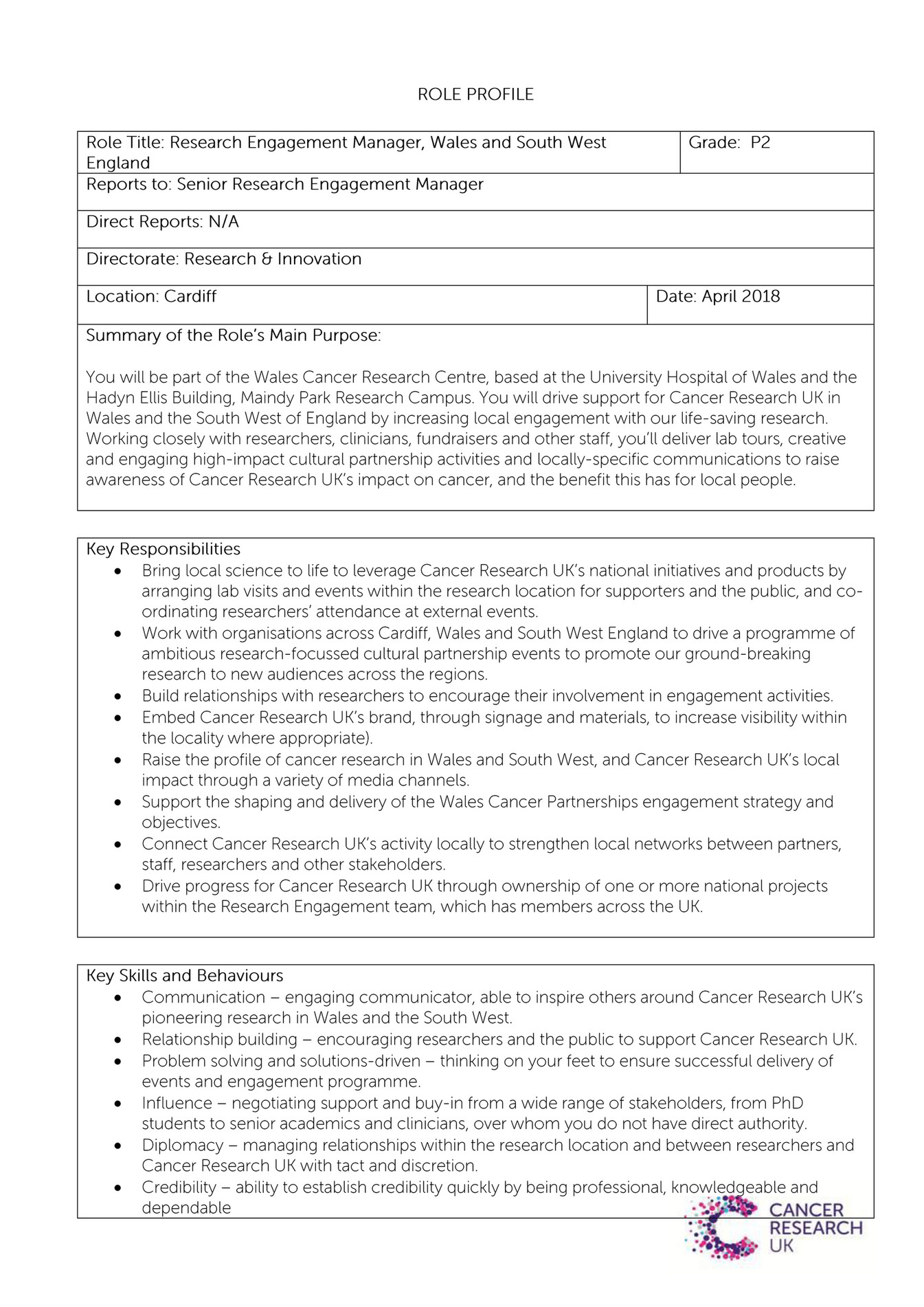 Cancer Research UK - Role Profile - REM Cardiff April 2018 - Page 1 ...
