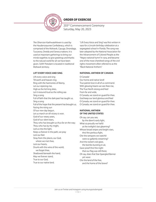 SUNY Potsdam - 2023 Commencement Program - Page 4-5 - Created with Publitas.com