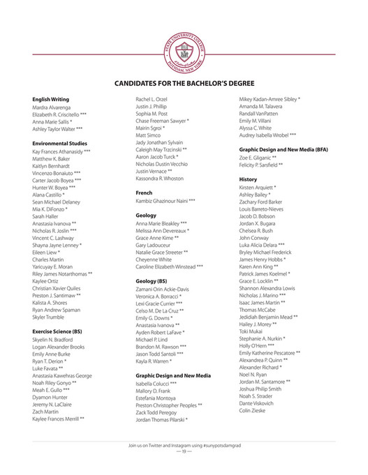SUNY Potsdam - 2023 Commencement Program - Page 18-19 - Created with Publitas.com