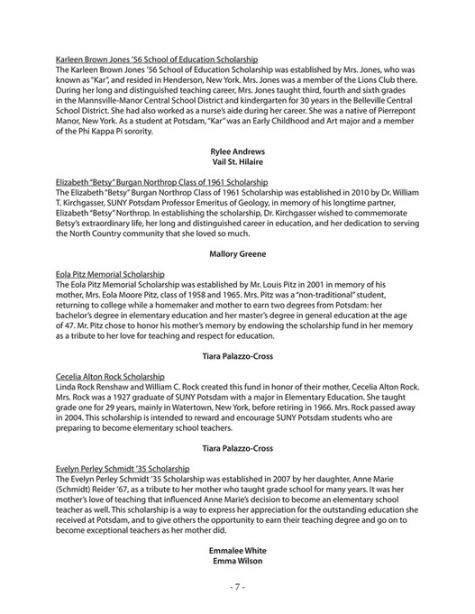 SUNY Potsdam - School of Education & Professional Studies 2024 Honors ...