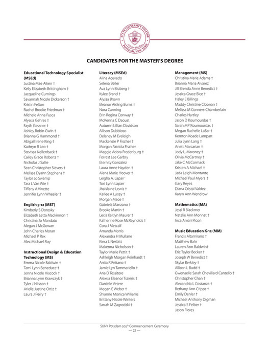 SUNY Potsdam 2025 Commencement Program - Page 22-23 - Created with Publitas.com