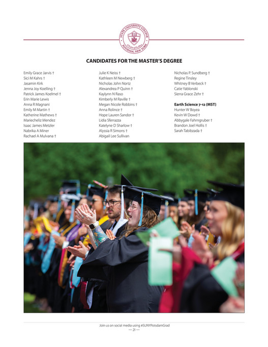 SUNY Potsdam 2025 Commencement Program - Page 20-21 - Created with Publitas.com