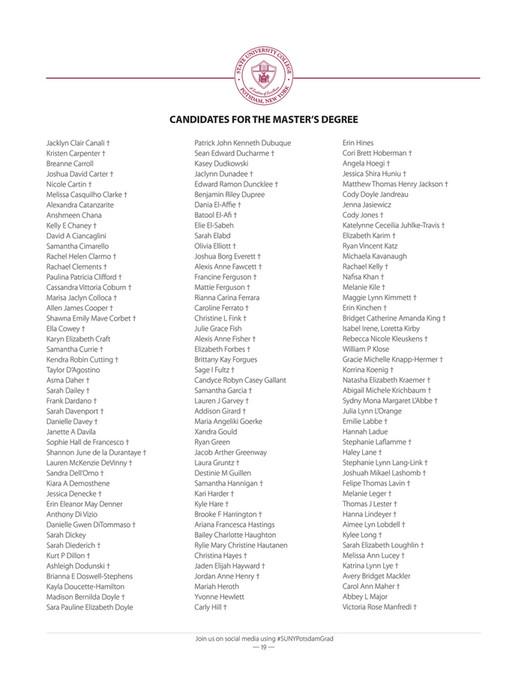 SUNY Potsdam 2025 Commencement Program - Page 18-19 - Created with Publitas.com