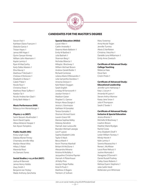 SUNY Potsdam 2025 Commencement Program - Page 22-23 - Created with Publitas.com