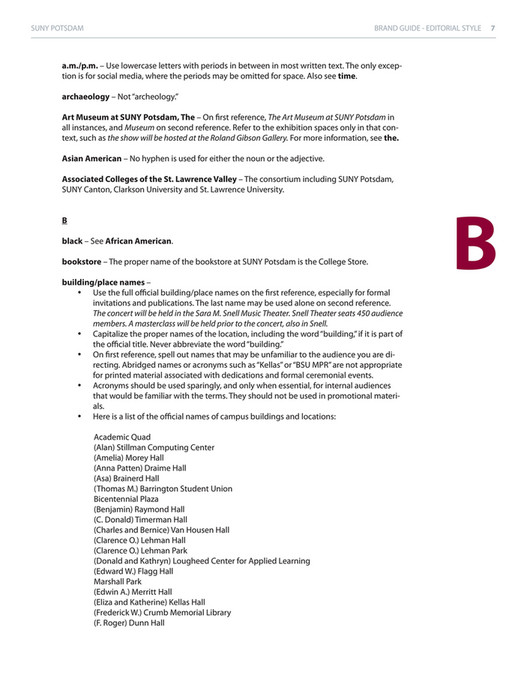 SUNY Potsdam - Editorial Style Guide - Page 6-7 - Created with Publitas.com