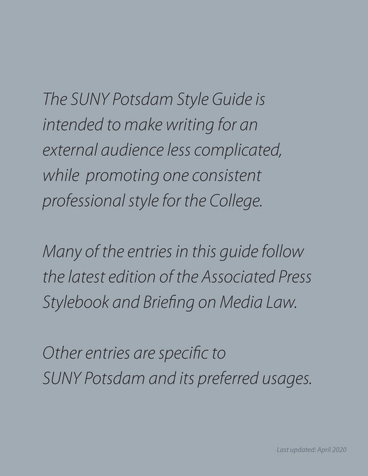 SUNY Potsdam - Editorial Style Guide - Page 2-3 - Created with Publitas.com