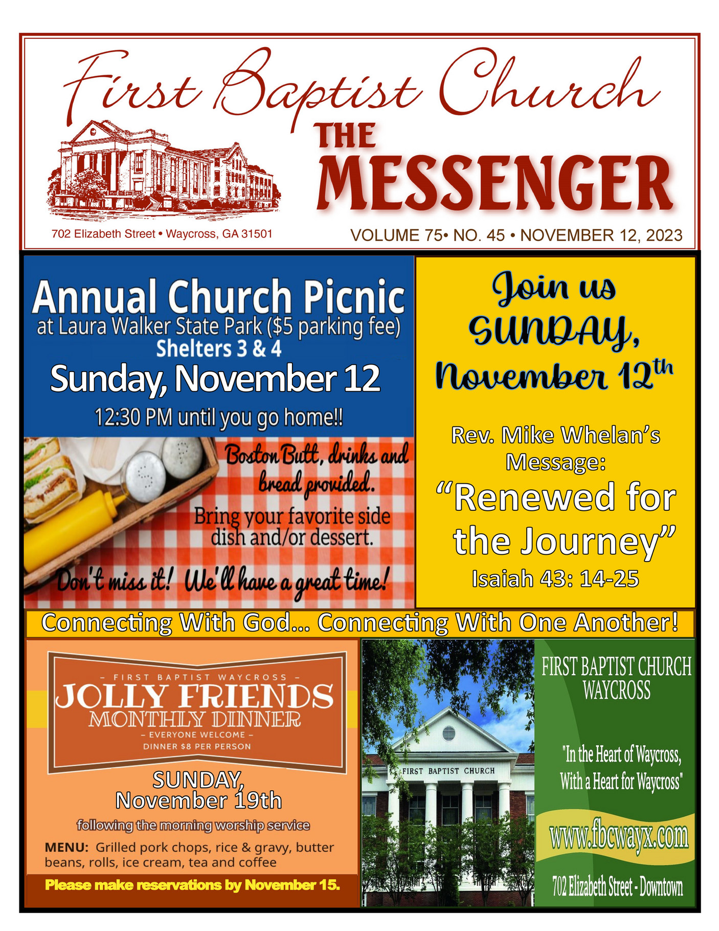 First Baptist Church Waycross, GA - The Messenger, Sunday, November ...