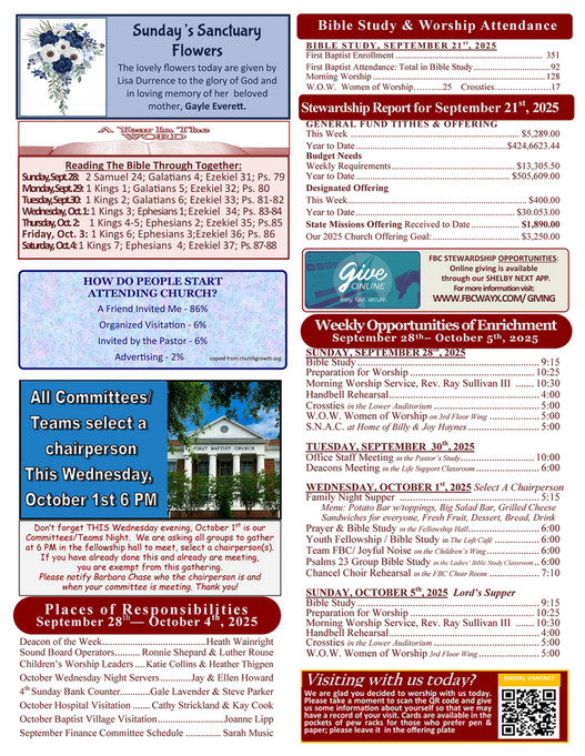 First Baptist Church Waycross, GA - The Messenger, Sunday, September ...