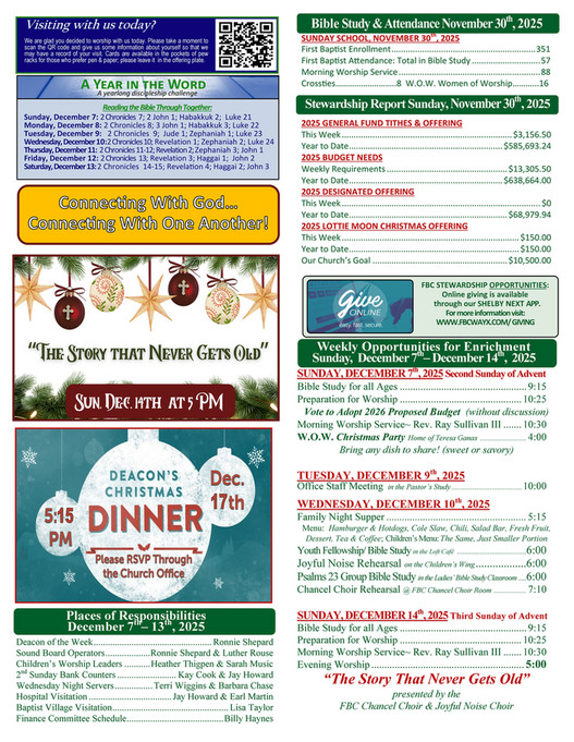 First Baptist Church Waycross, GA - The Messenger, Sunday, December 7th ...