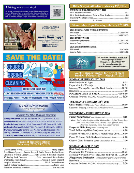 First Baptist Church Waycross, GA - The Messenger, Sunday, February ...