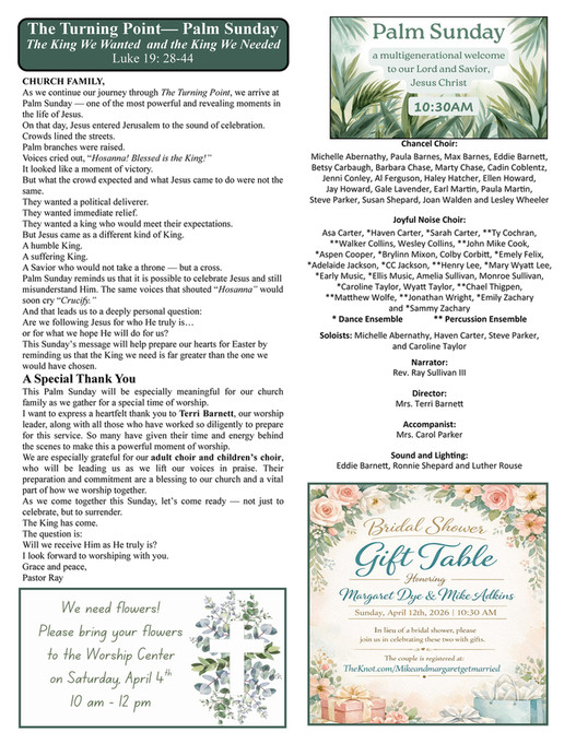 First Baptist Church Waycross, GA - The Messenger, Palm Sunday, March ...