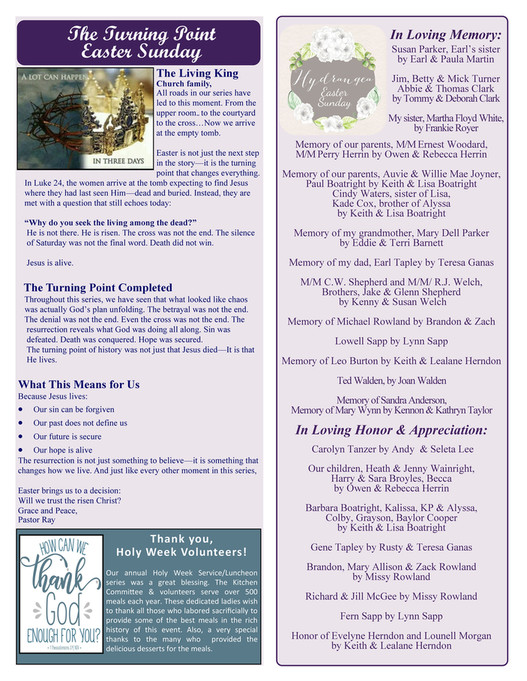 First Baptist Church Waycross, GA - The Messenger, EASTER SUNDAY, APRIL ...