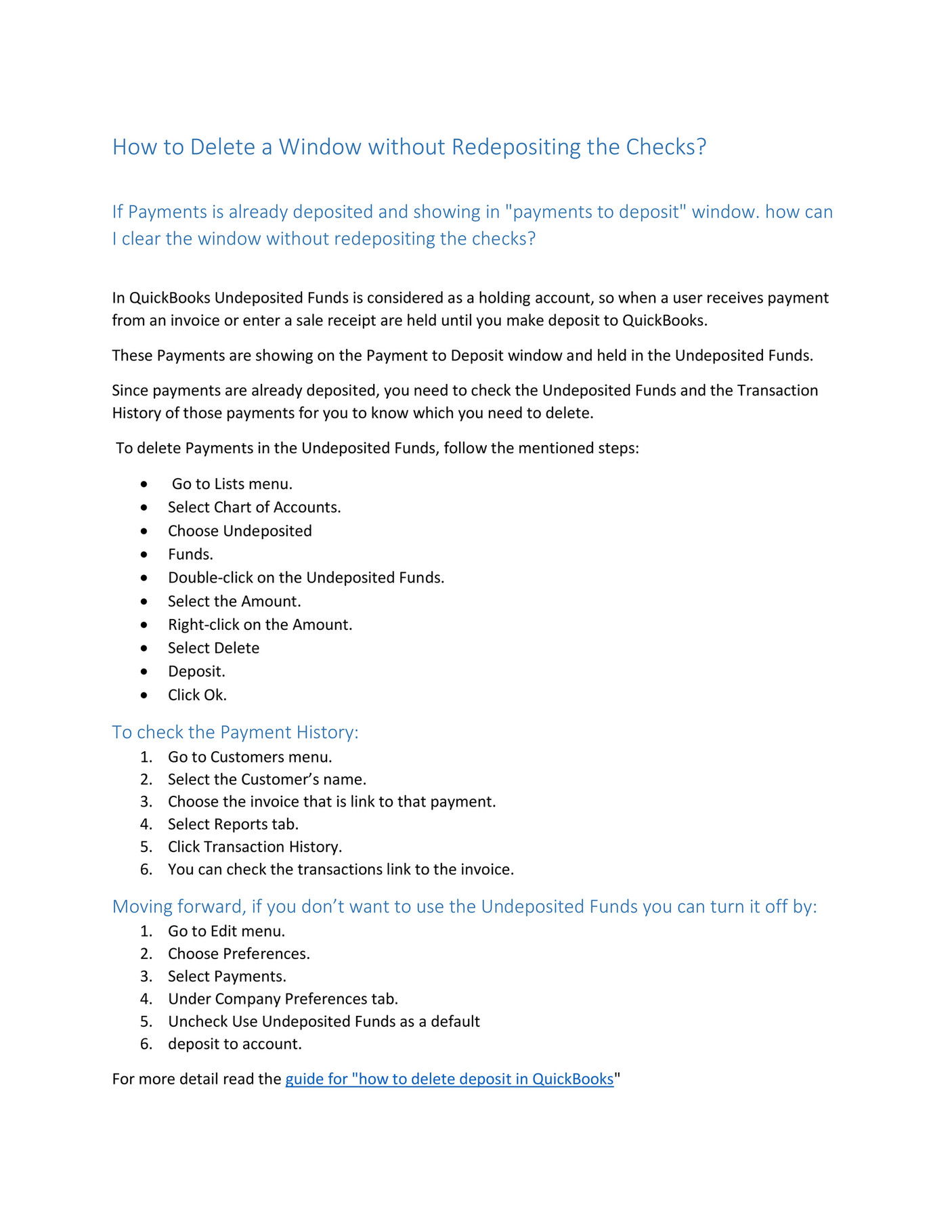 QuickBooks Technical Support - How to Delete a Window without ...