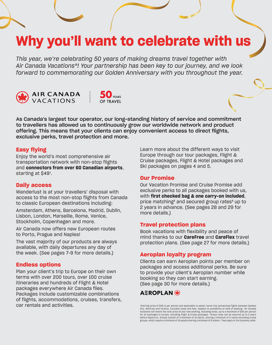 Air Canada Vacations - Air Canada Vacations_Europe_Toolkit_2025 - Page 2-3 - Created with ...