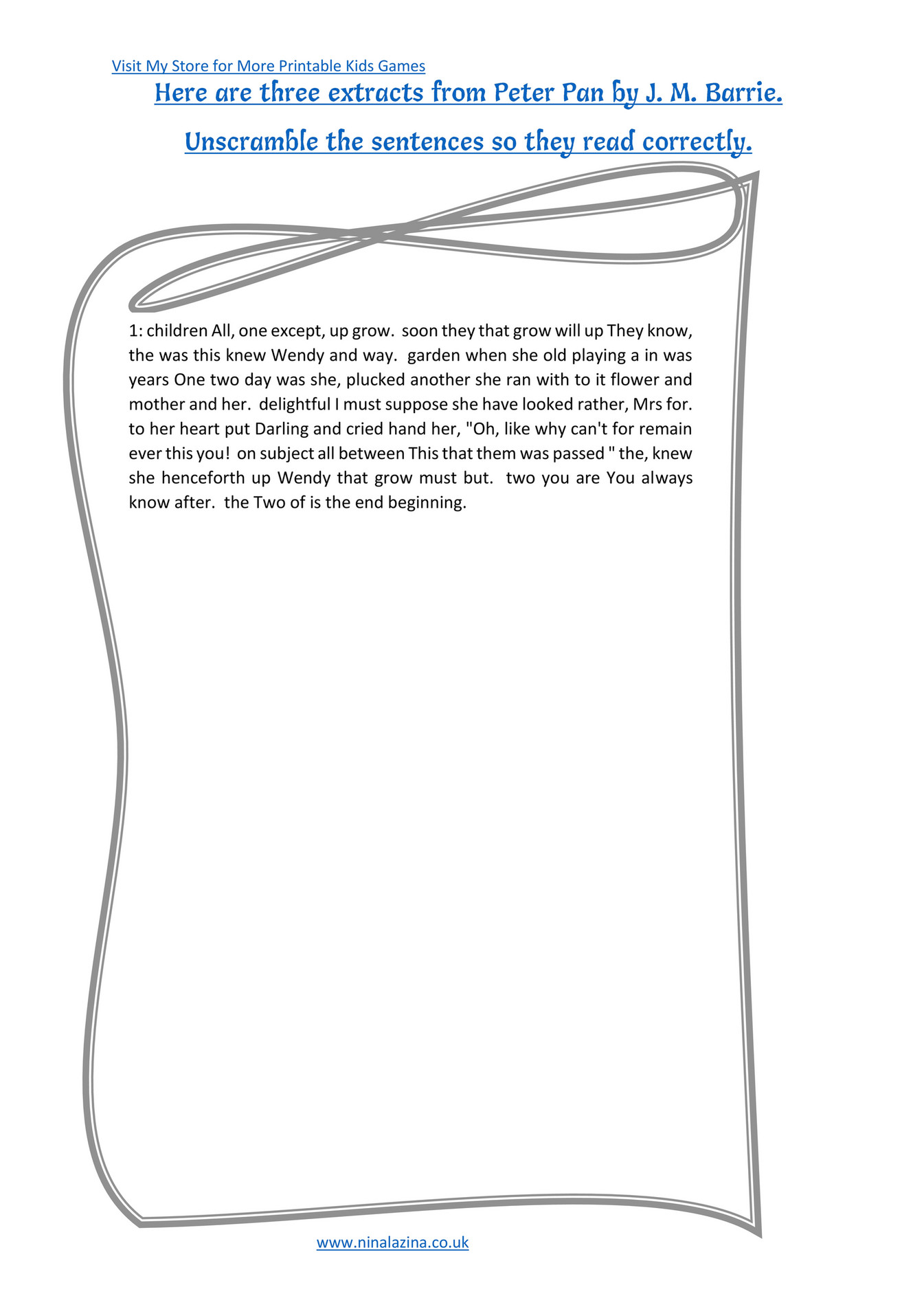 ninalazina - free-printable-exercises-for-kids-english-peter-pan-word ...