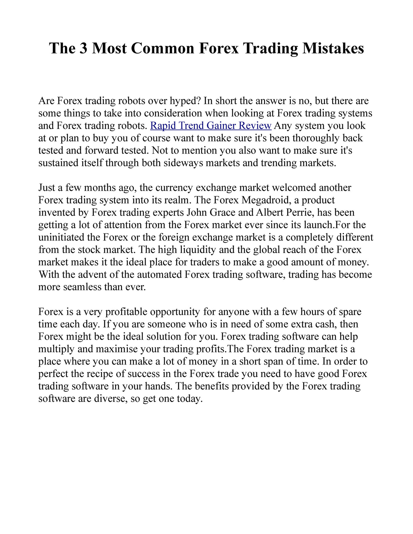Rapidtrend - The 3 Most Common Forex Trading Mistakes - Page 1 ... Rapidtrend - The 3 Most Common Forex Trading Mistakes - Page 1 ...